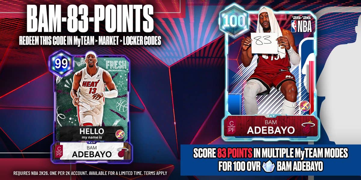 NBA 2K26 Drops Free 99 OVR Bam Adebayo Card After His Historic 83-Point ...