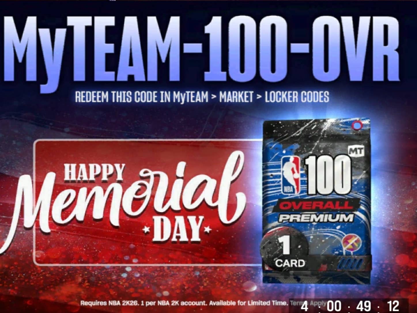 NBA 2K26 Memorial Day Locker Code Gives FREE 100 OVR Player - GameDaily